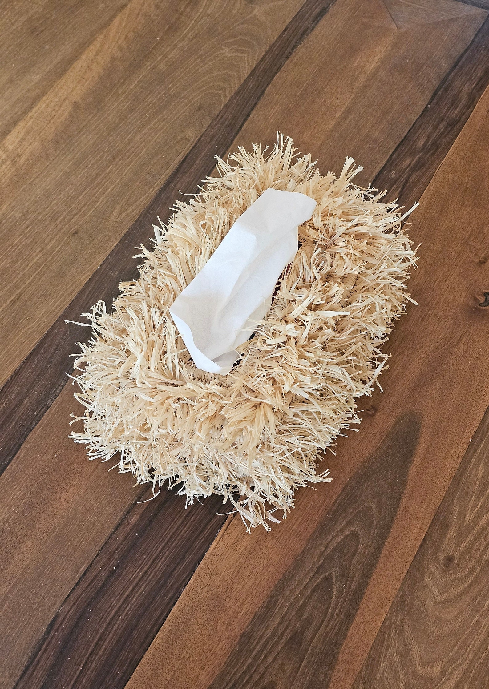 Handcrafted Raffia Tissue Box: Rustic Home Decor - Etsy