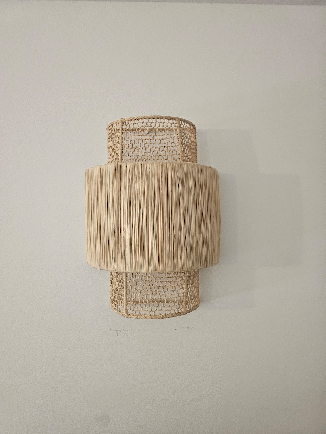 Boho Chic Raffia Wall Sconce From Morocco - Stylish Honeycomb Pattern ...
