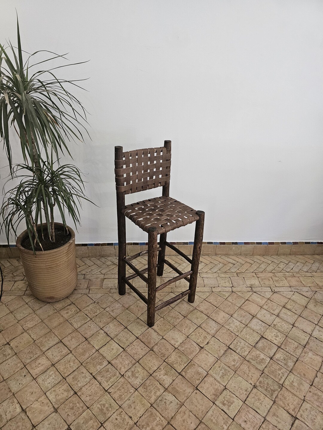 Handmade Leather Moroccan Bar Stool: Rustic Kitchen Counter Seating - Etsy