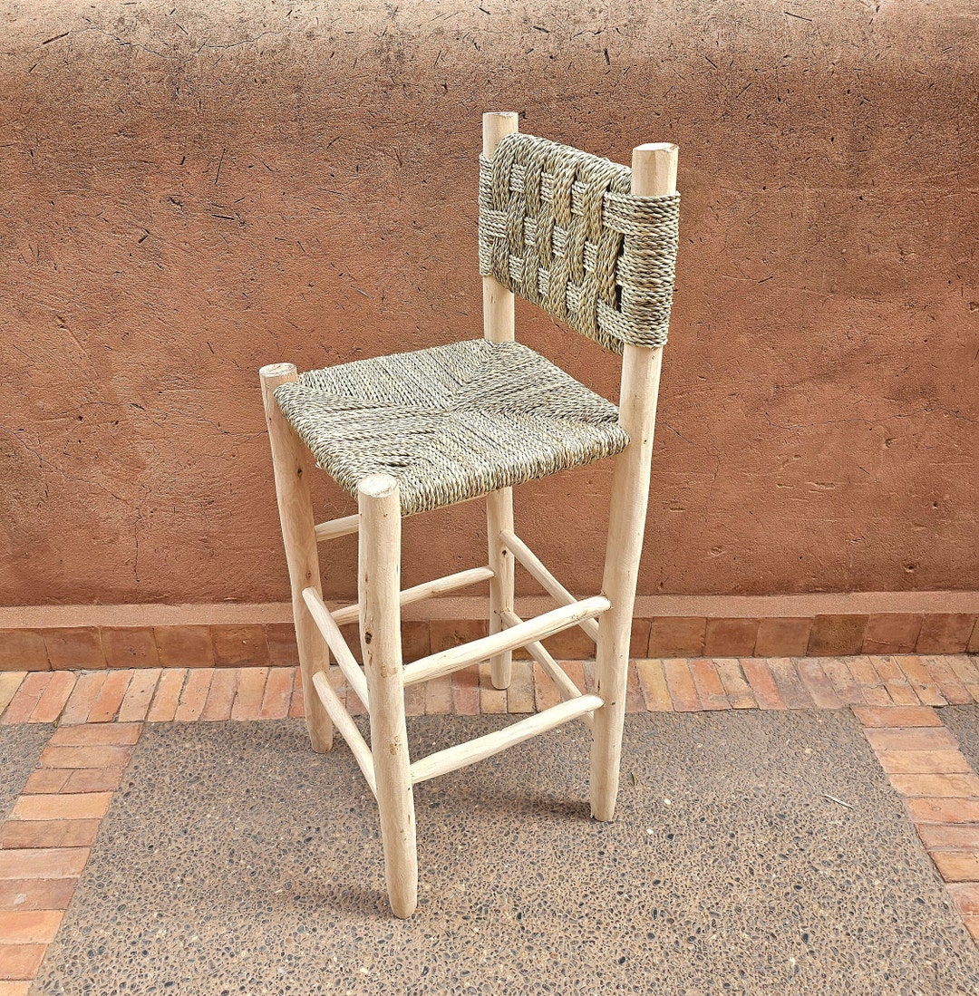 Moroccan Stool Bar With Palm Leaf Cord - Etsy