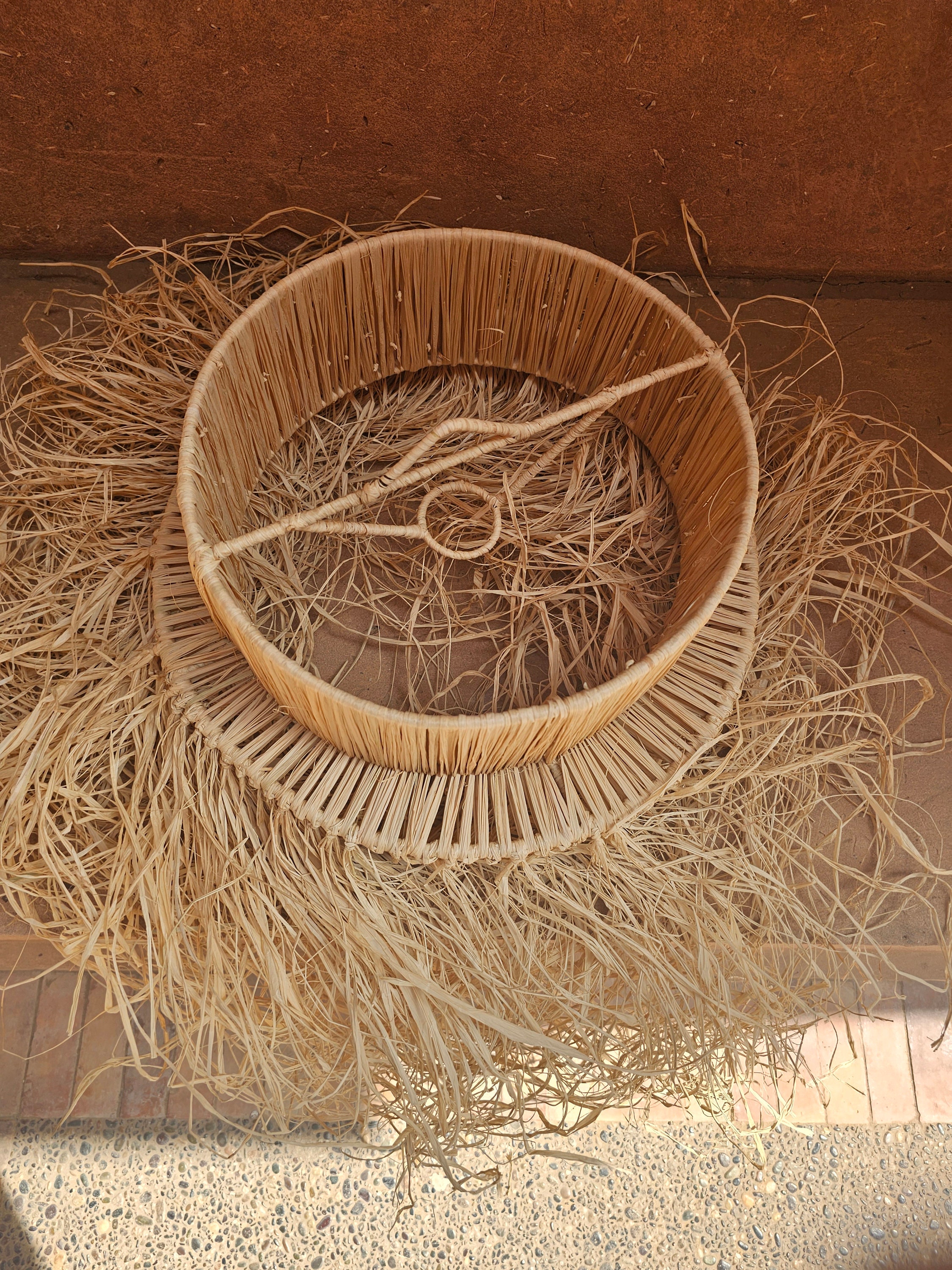 Raffia Pendant Light With Fringes , Hanging Lamp Shade in Raffia - Etsy