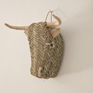 Straw Bull Head for Wall Decoration - Etsy
