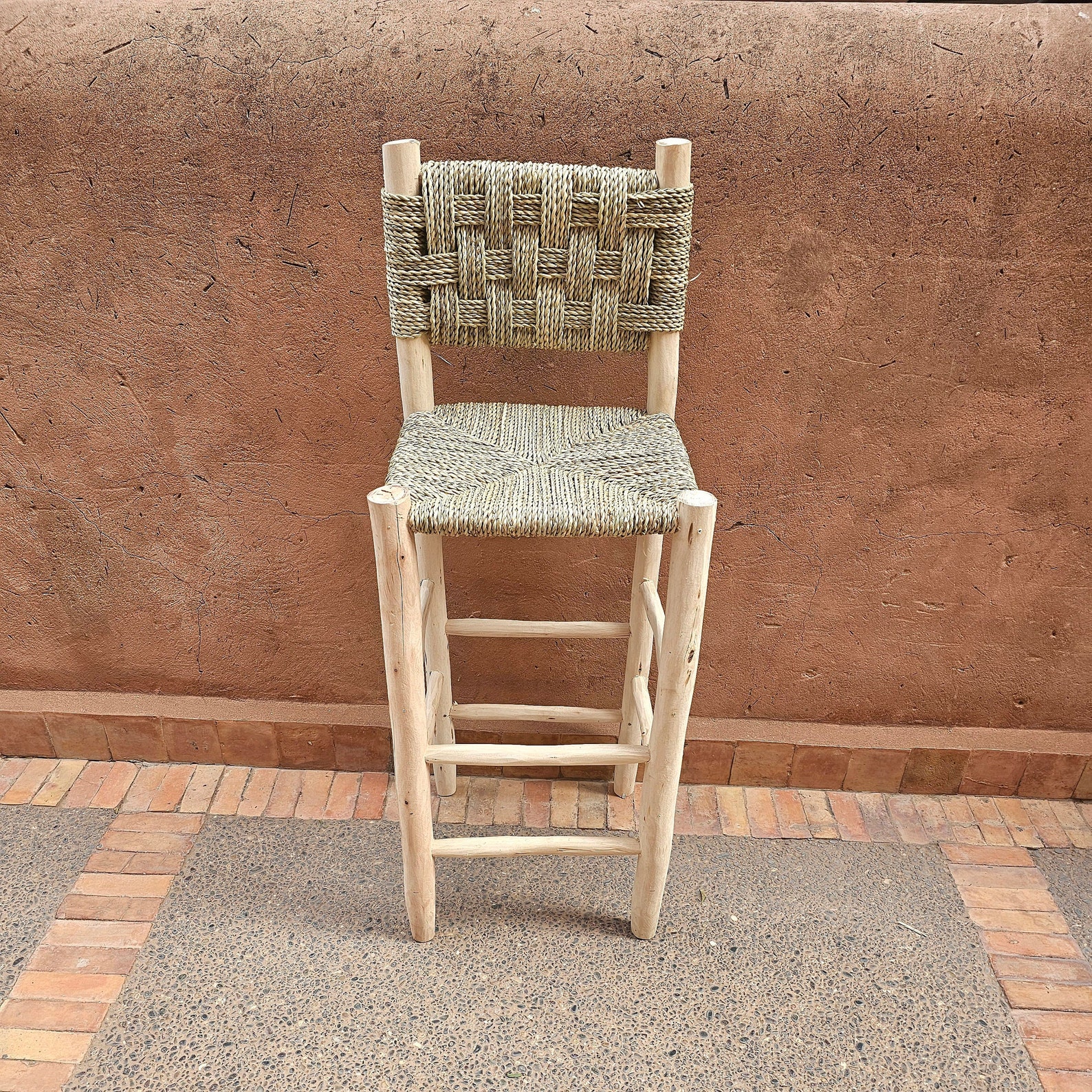 Moroccan Stool Bar With Palm Leaf Cord - Etsy