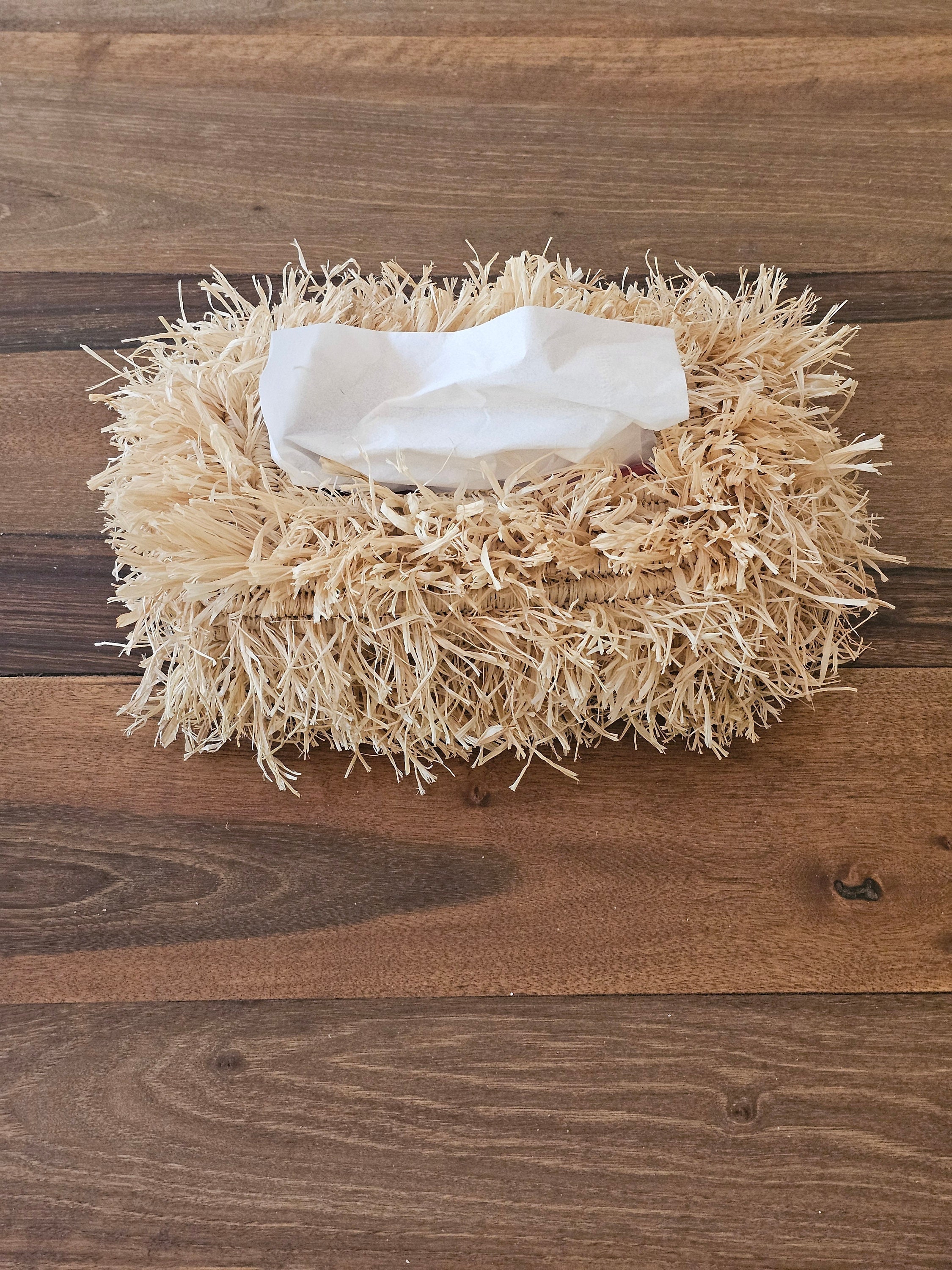 Handcrafted Raffia Tissue Box: Rustic Home Decor - Etsy