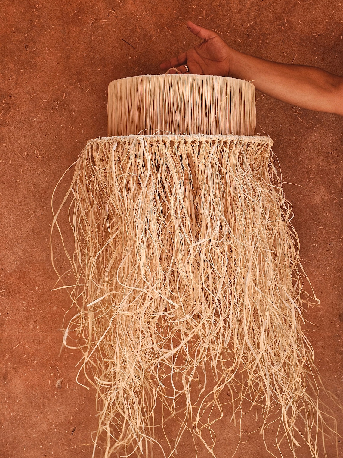 Raffia Pendant Light With Fringes , Hanging Lamp Shade in Raffia - Etsy