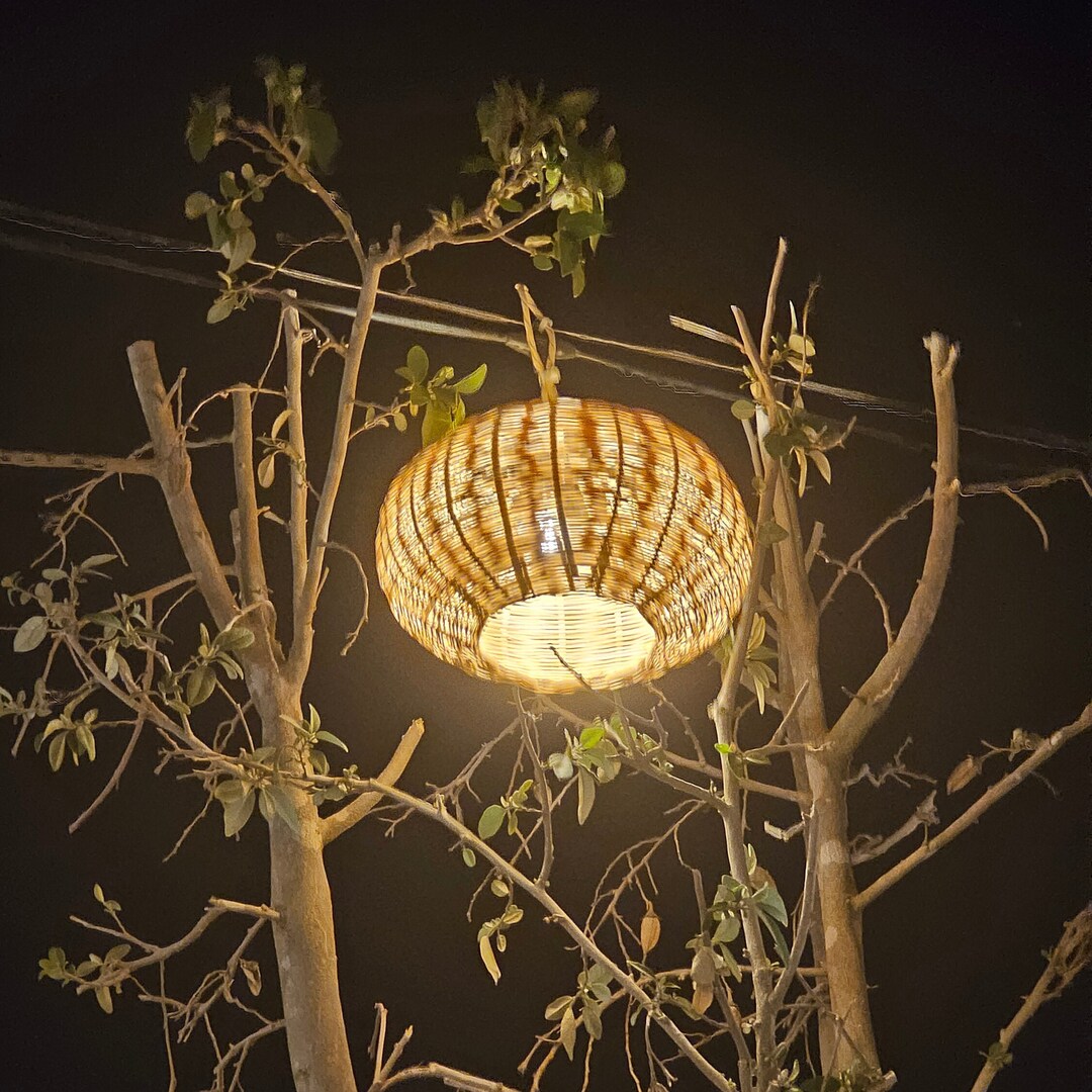 Wicker Ball Pendant Light, Straw Lampshade - Etsy