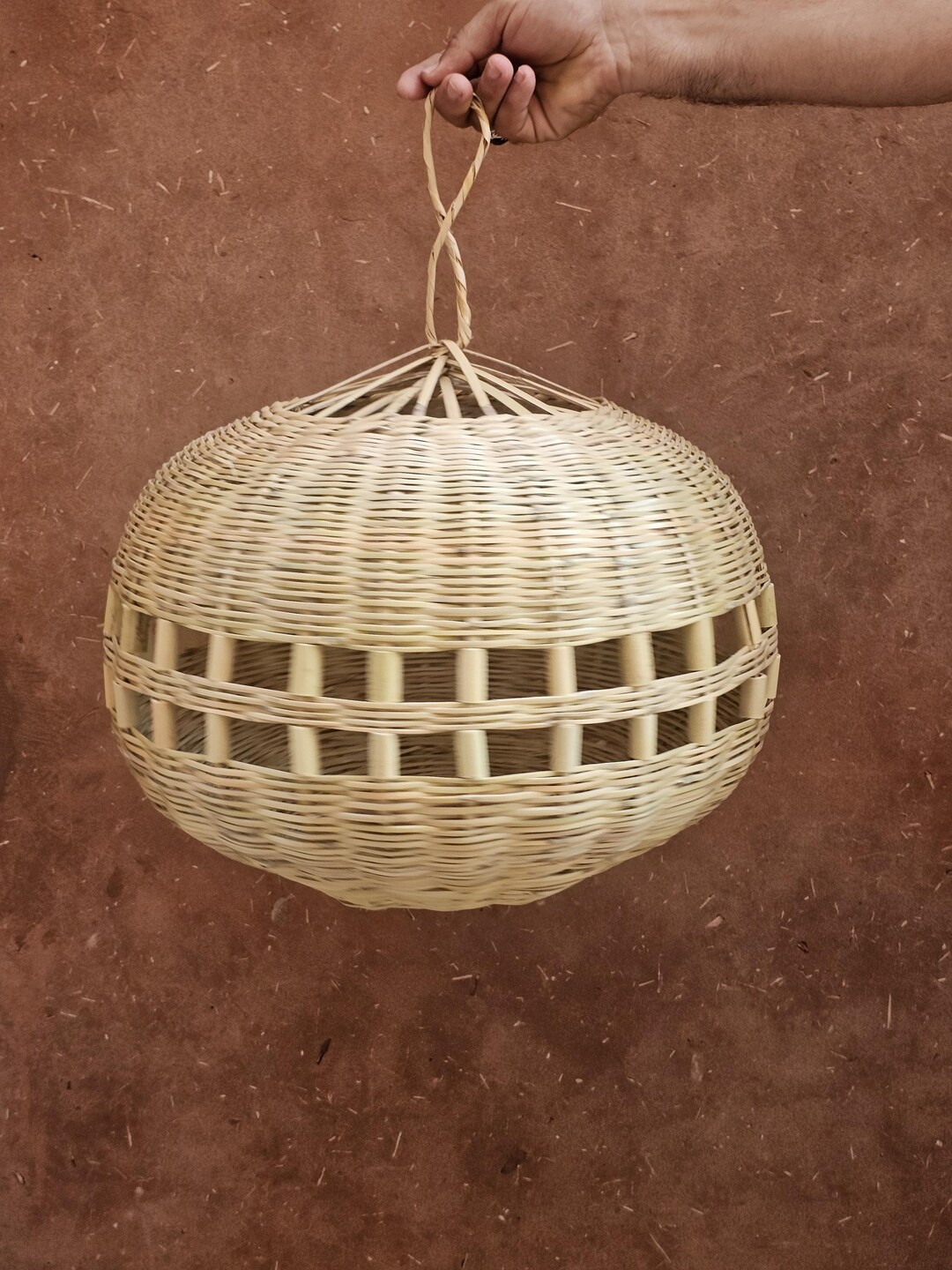 Wicker Ball Pendant Light, Straw Lampshade - Etsy