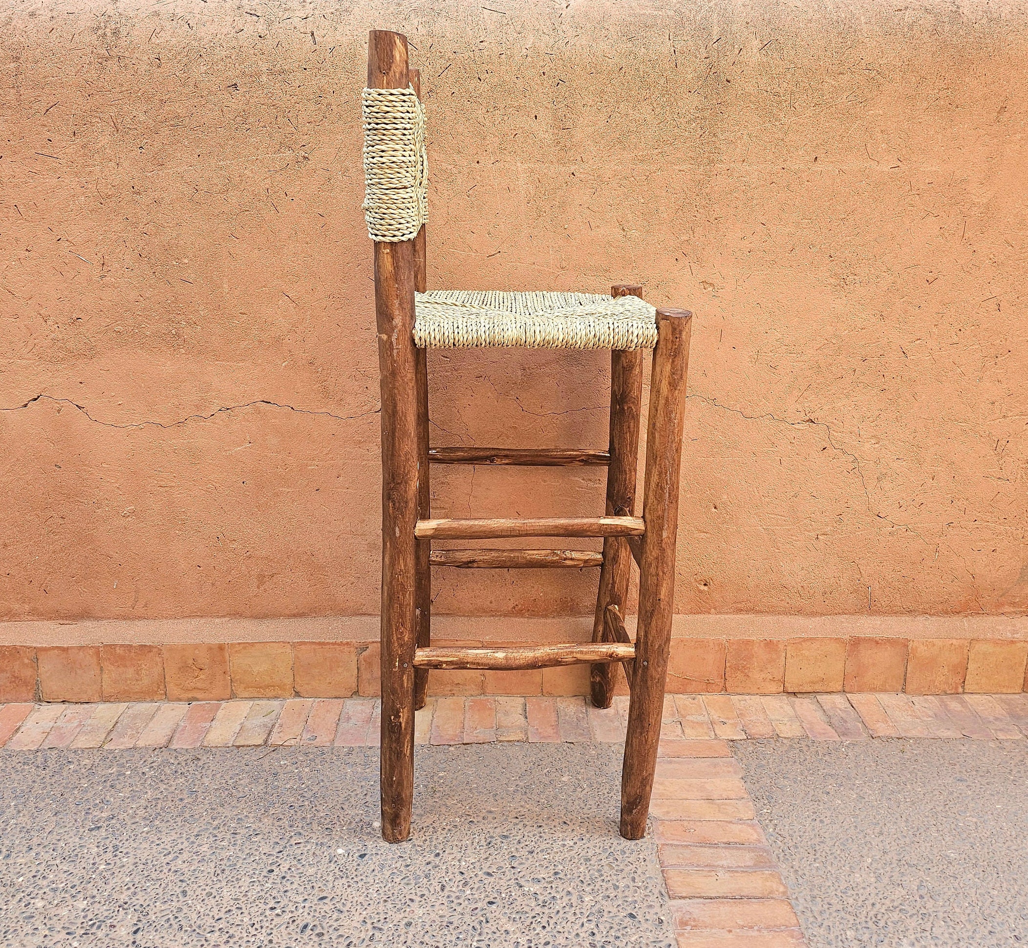 Moroccan Stool Bar With Palm Leaf Cord - Etsy