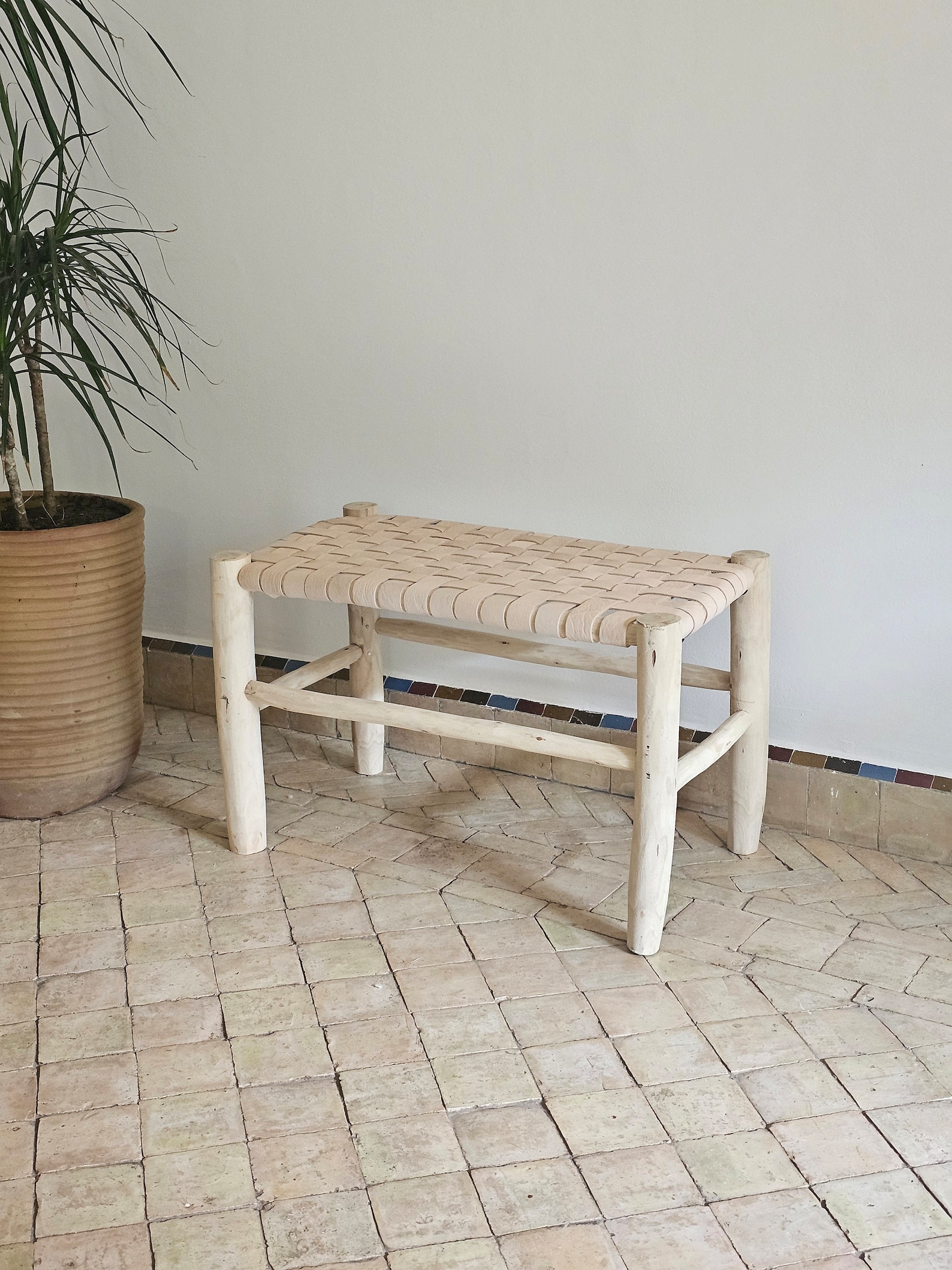 Moroccan Bench With Leather - Etsy