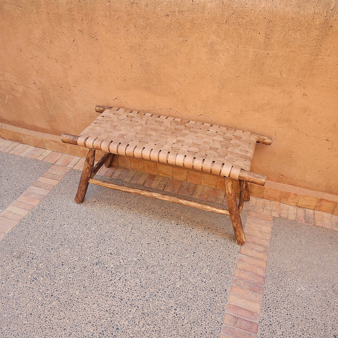 Moroccan Bench With Leather - Etsy