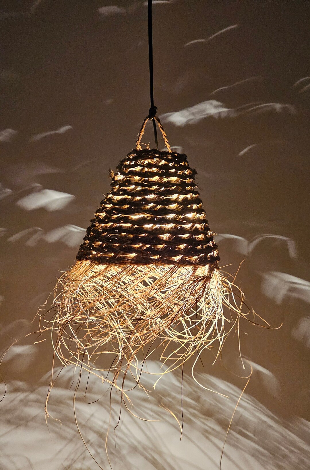 Straw Boho Pendant Light, Straw Lampshade - Etsy