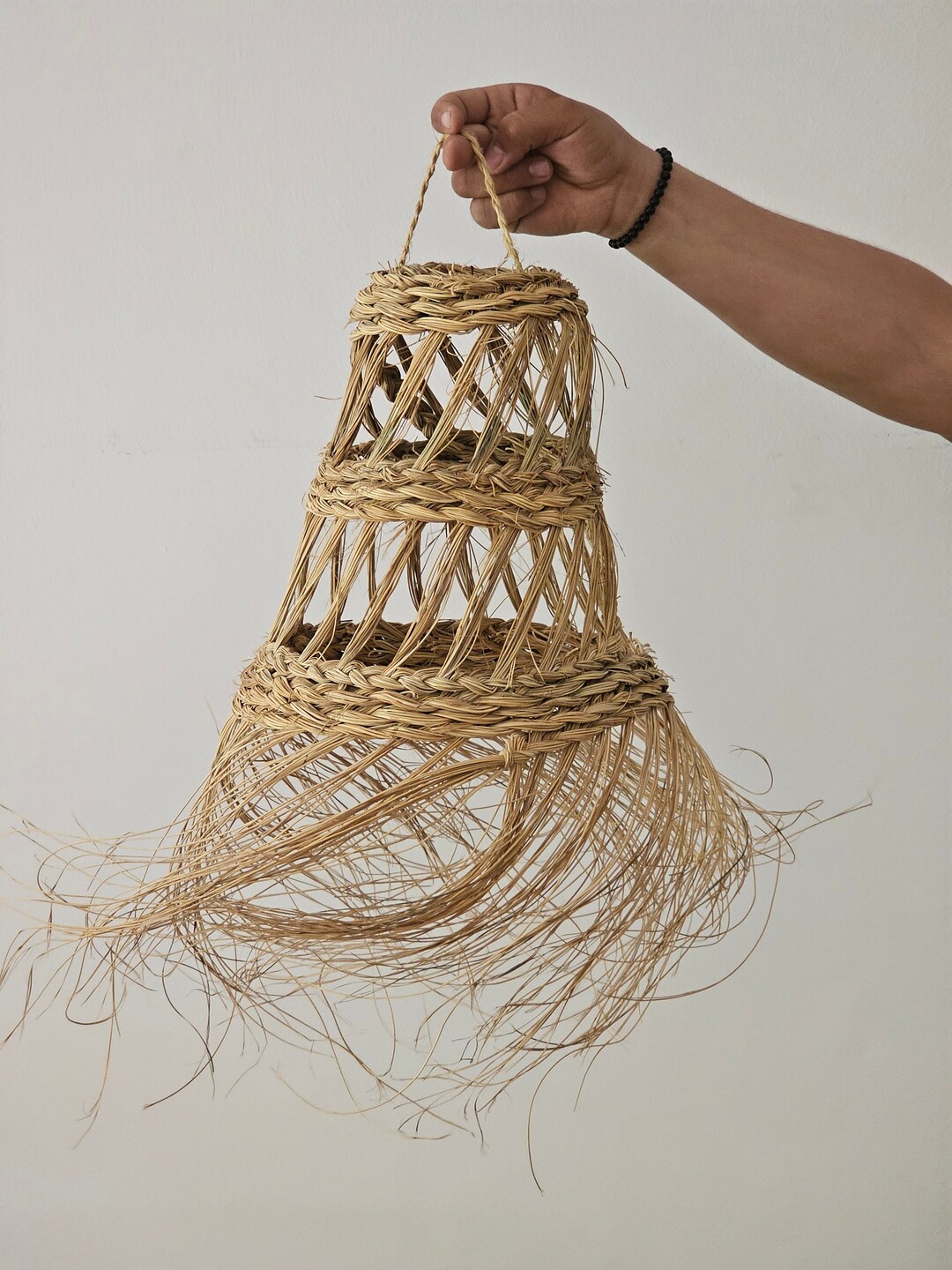 Straw Boho Pendant Light, Straw Lampshade - Etsy