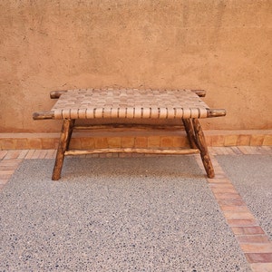 Moroccan Bench With Leather - Etsy