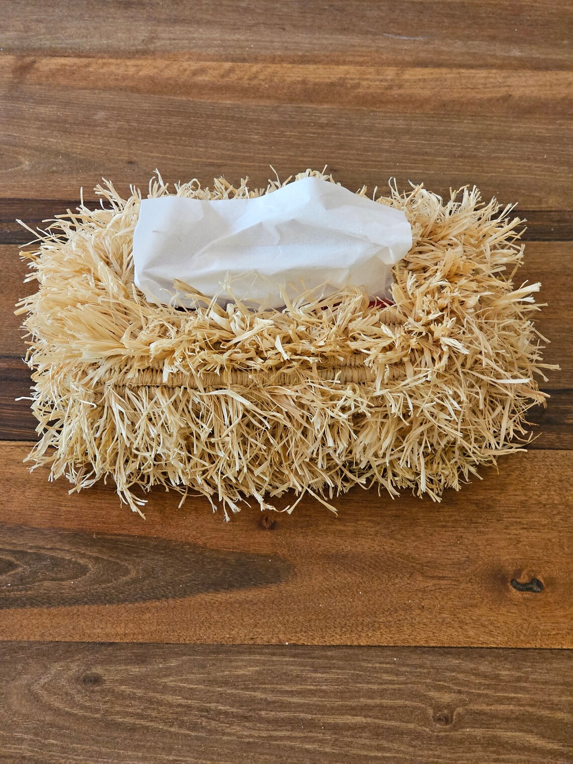 Handcrafted Raffia Tissue Box: Rustic Home Decor - Etsy