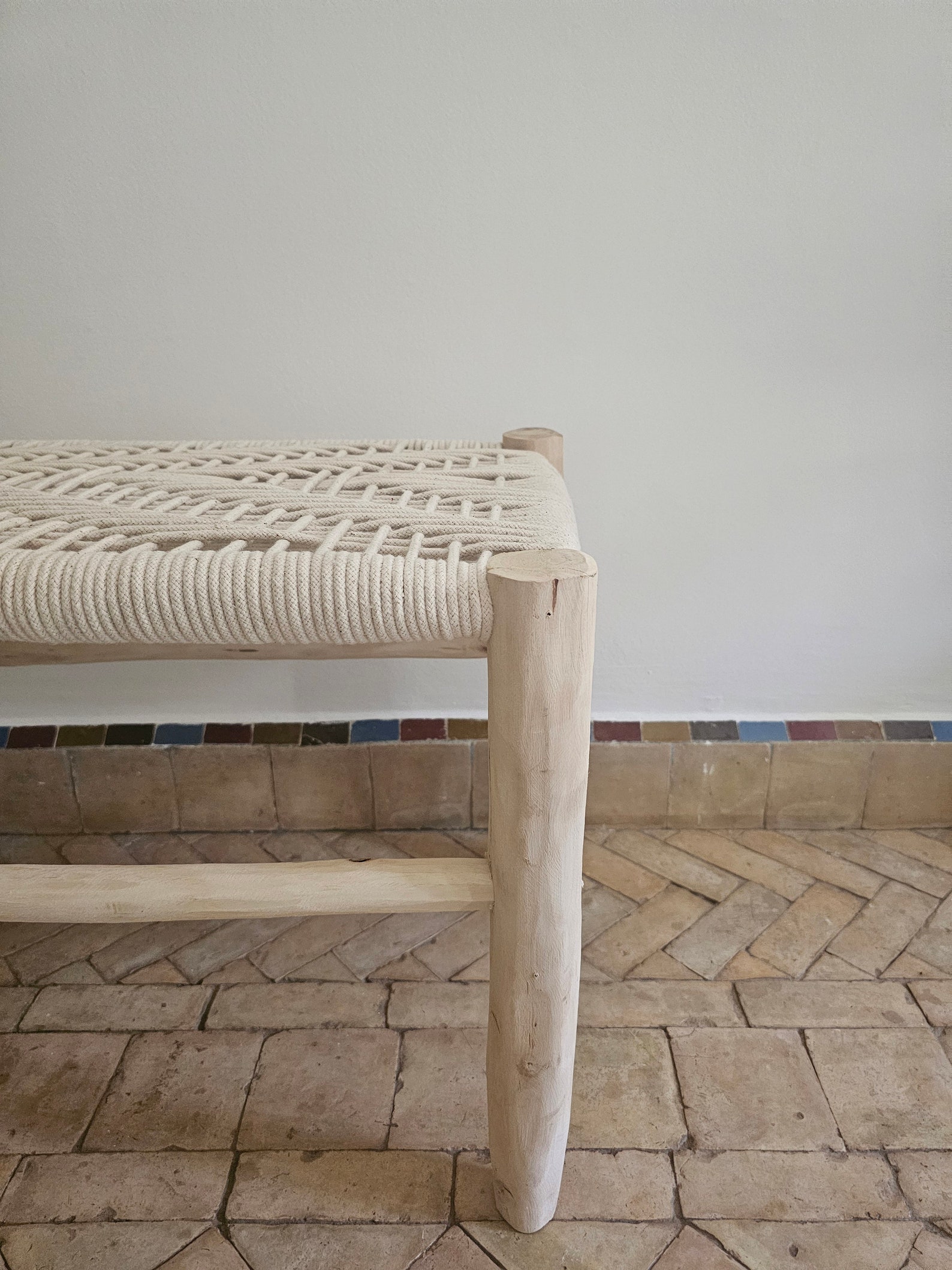 Moroccan Bench With Beige Cord - Etsy