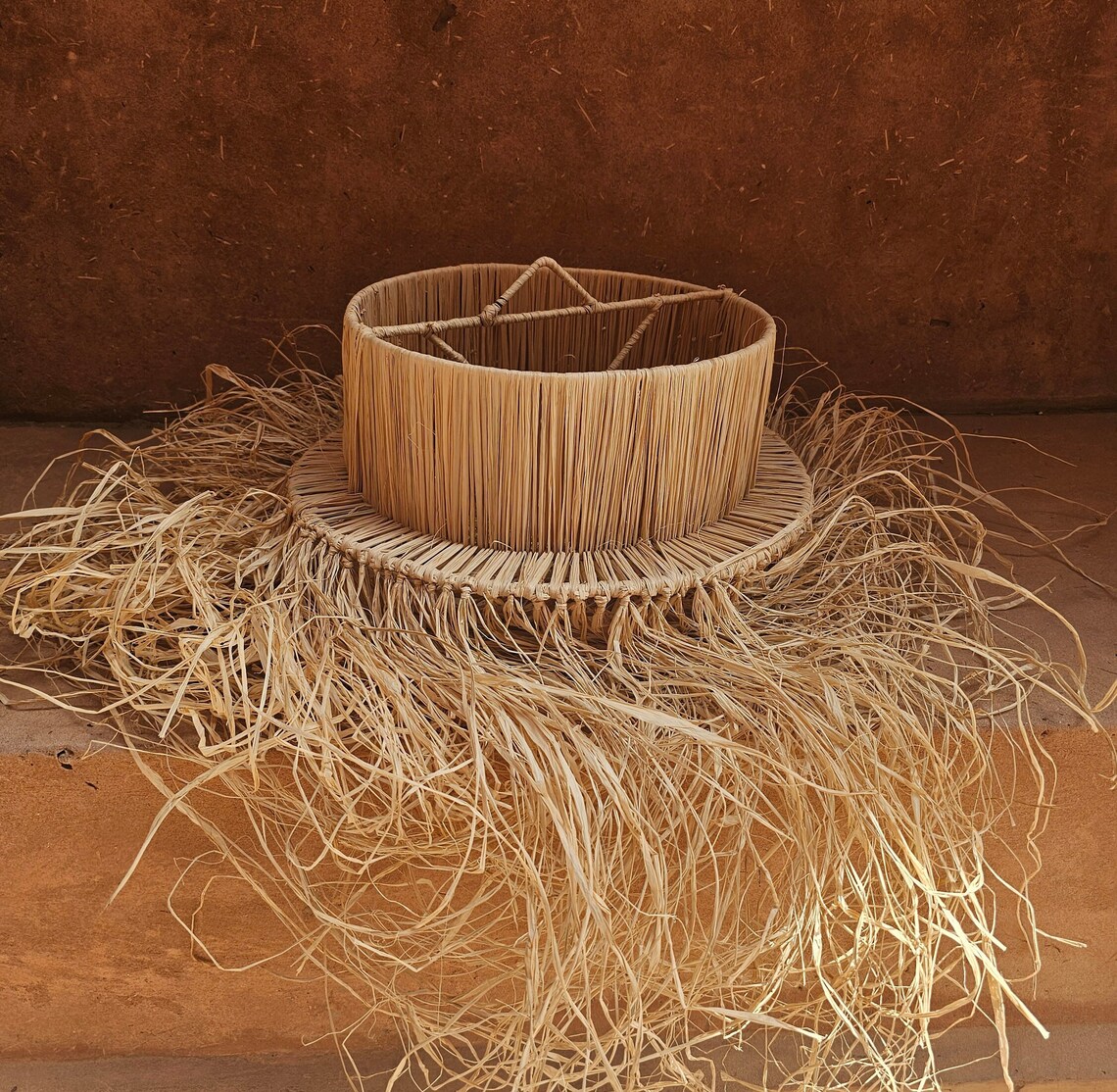 Raffia Pendant Light With Fringes , Hanging Lamp Shade in Raffia - Etsy