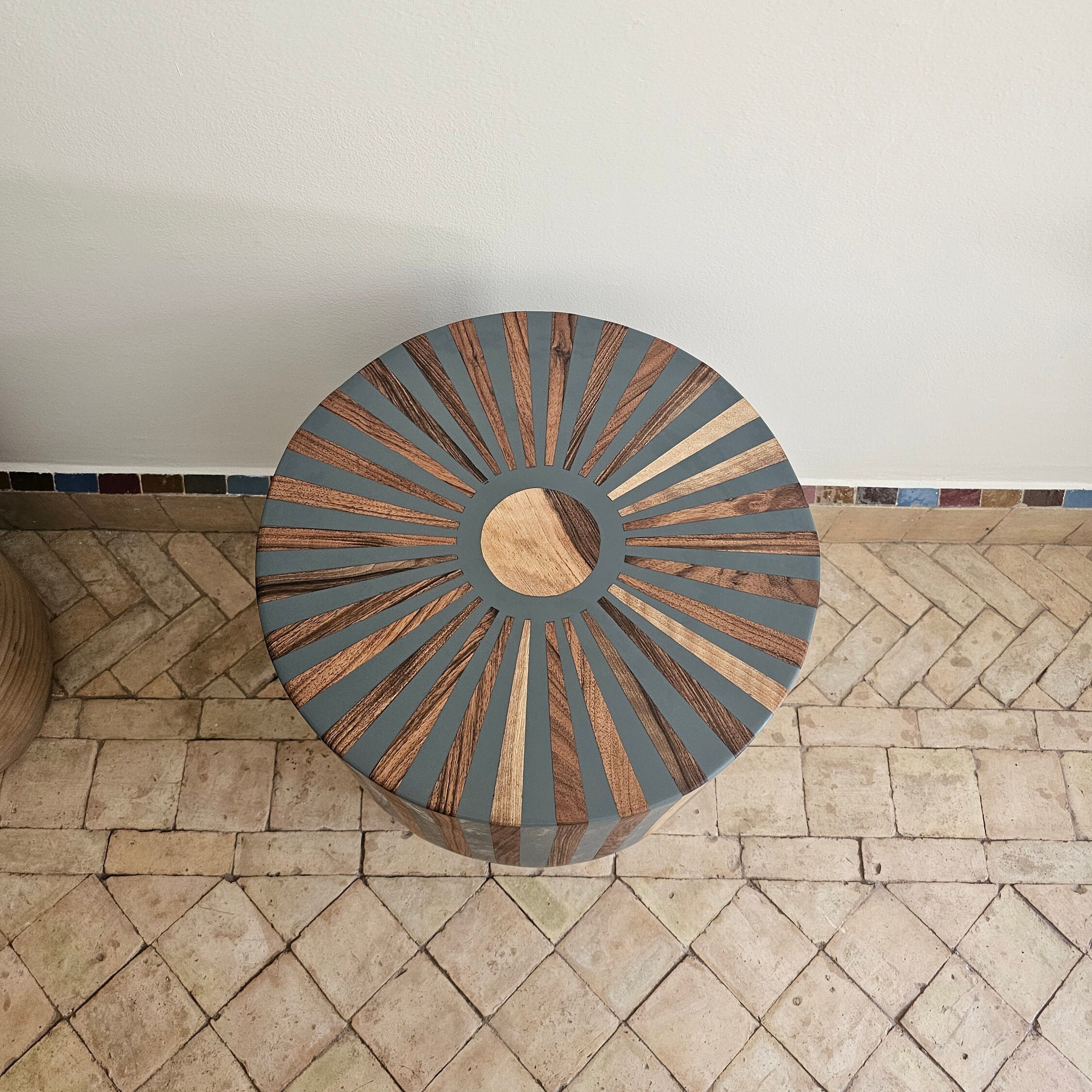 Moroccan Round Side Table in Wood , Elegant Wooden Table - Etsy