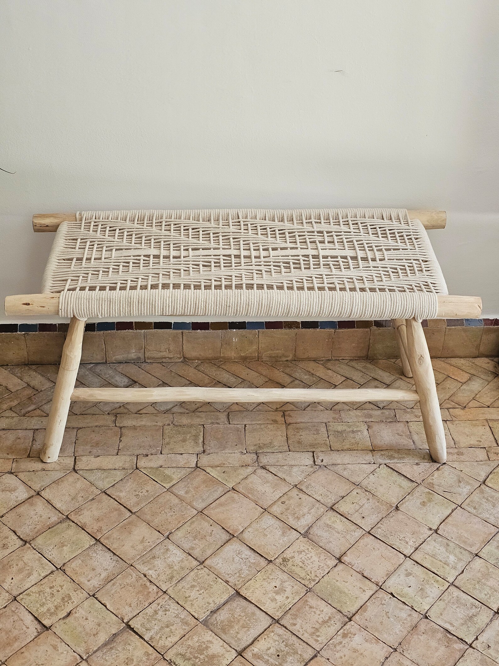 Moroccan Bench With Beige Cord - Etsy