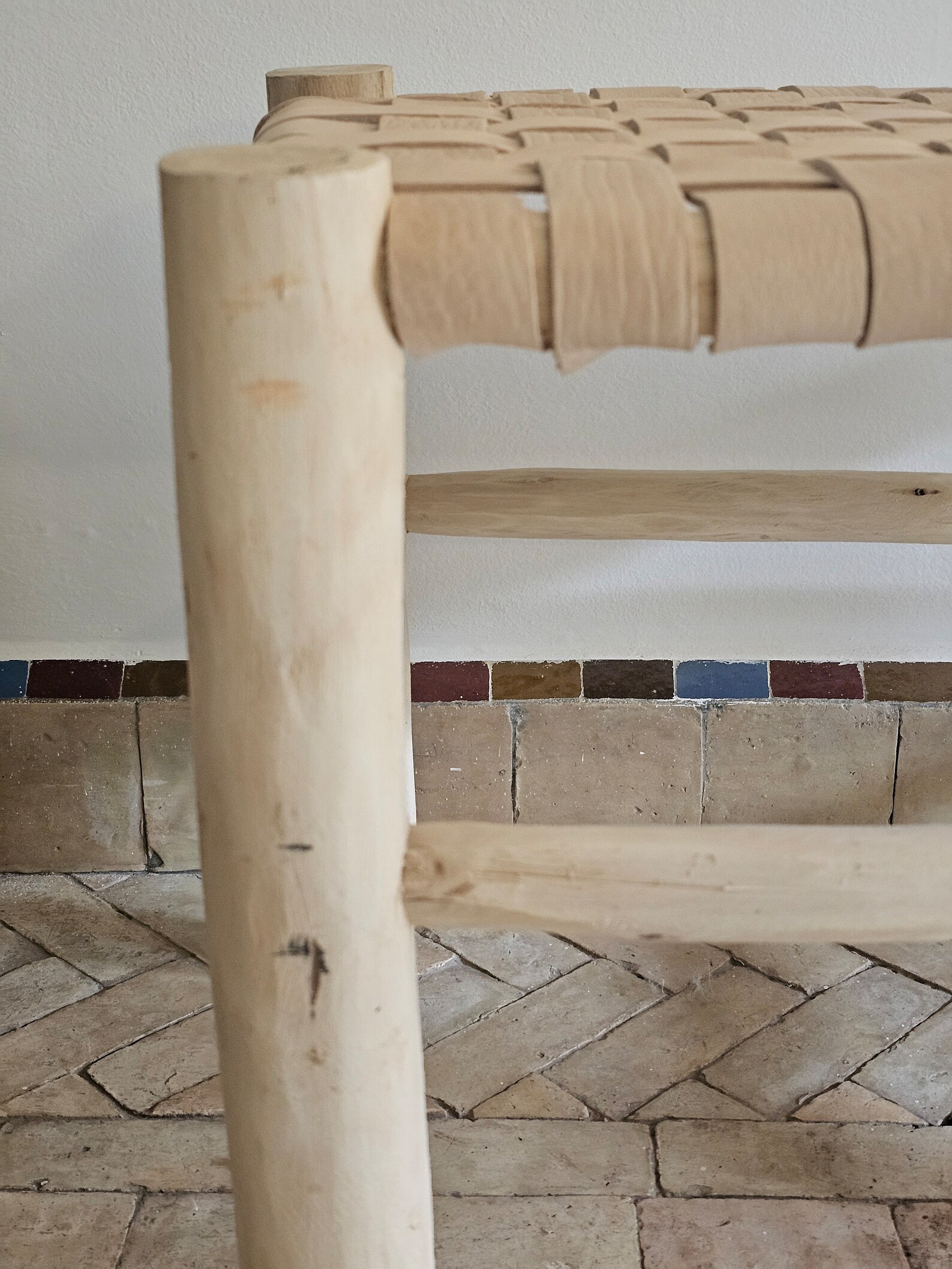 Moroccan Bench With Leather - Etsy