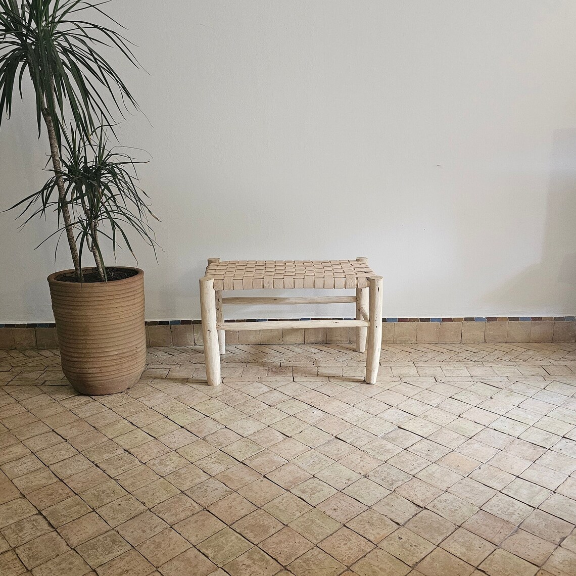 Moroccan Bench With Leather - Etsy