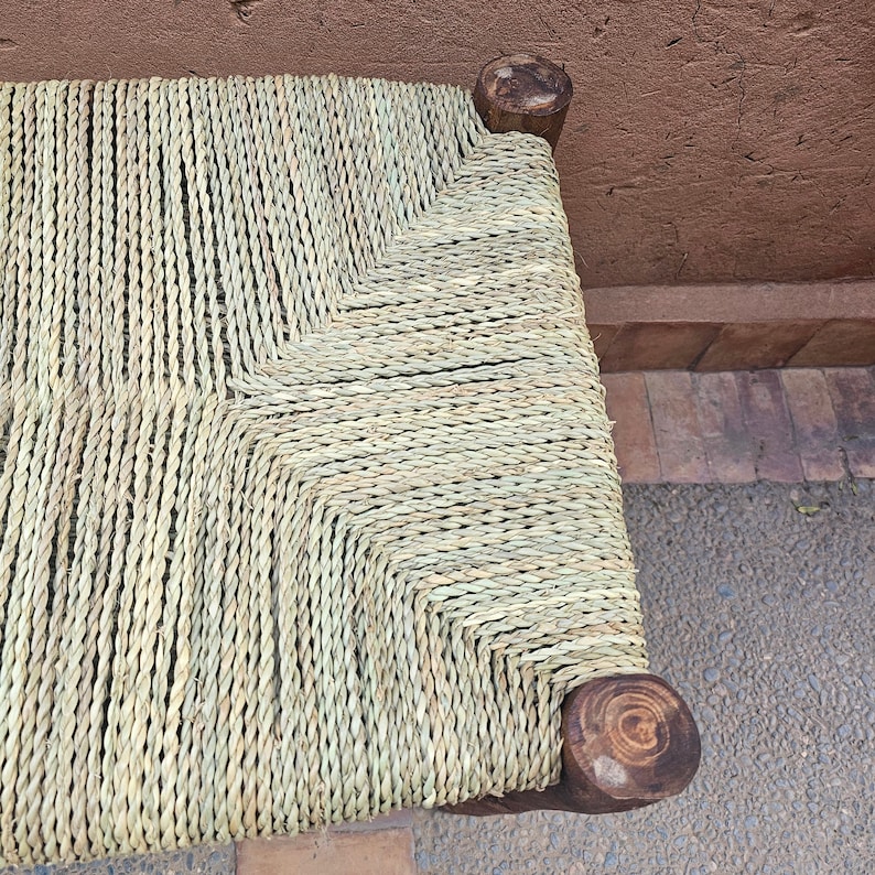 Moroccan Bench With Palm Leaf Cord - Etsy