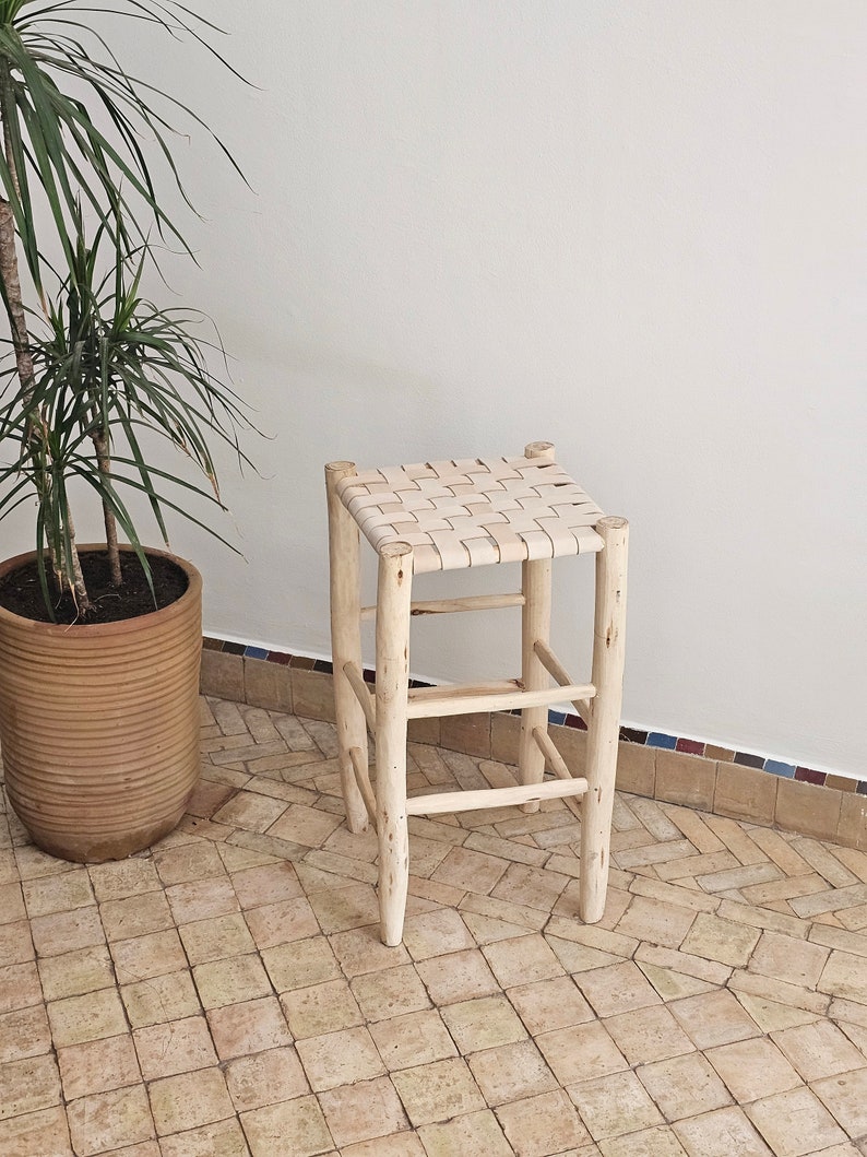 Moroccan Stool Bar With Natural Leather - Etsy