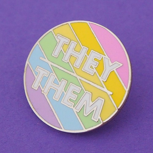 They Them Pronoun Pin Nonbinary Hard Enamel Pronoun Button - Etsy