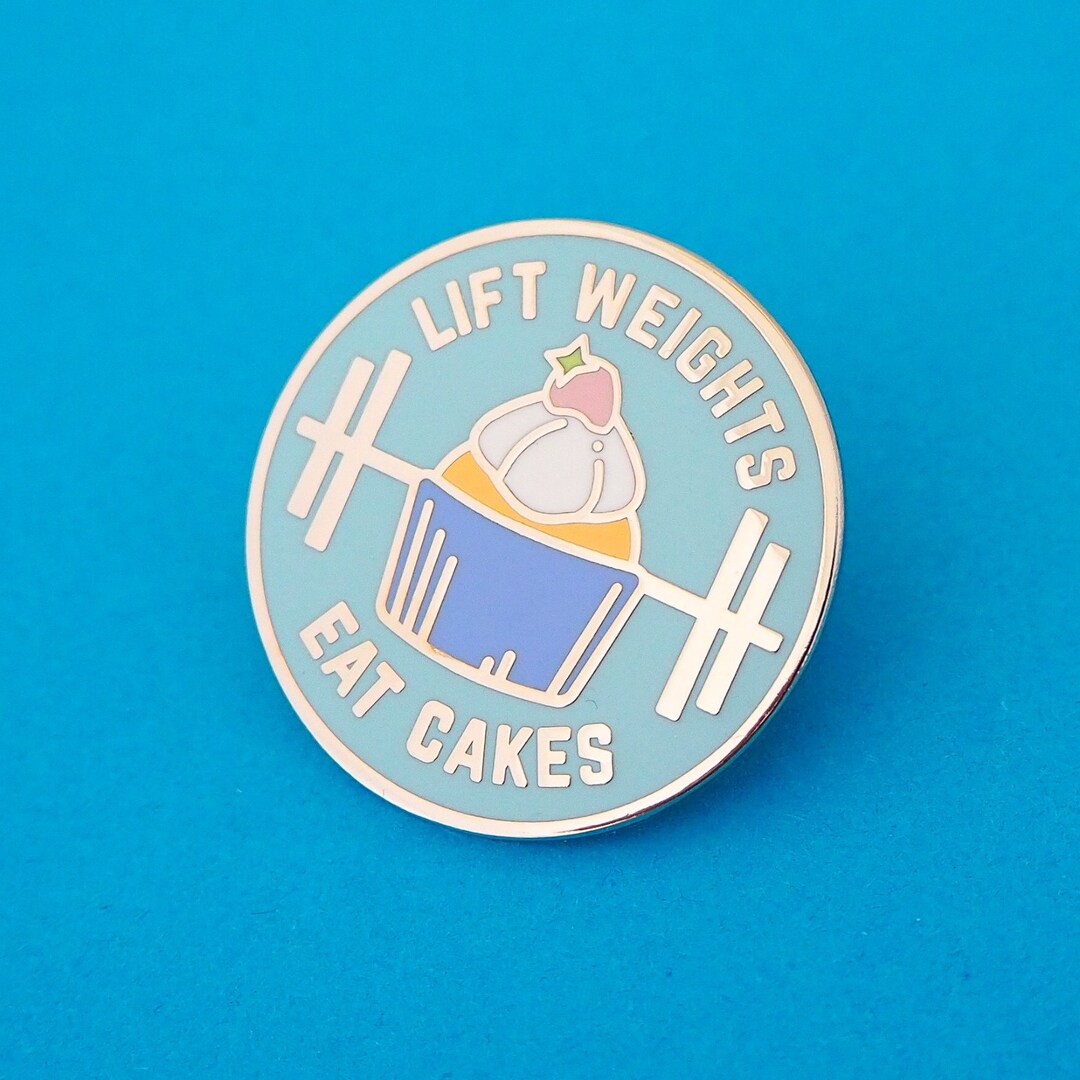 Lift Weights Eat Cakes Pastel Enamel Pin - Etsy
