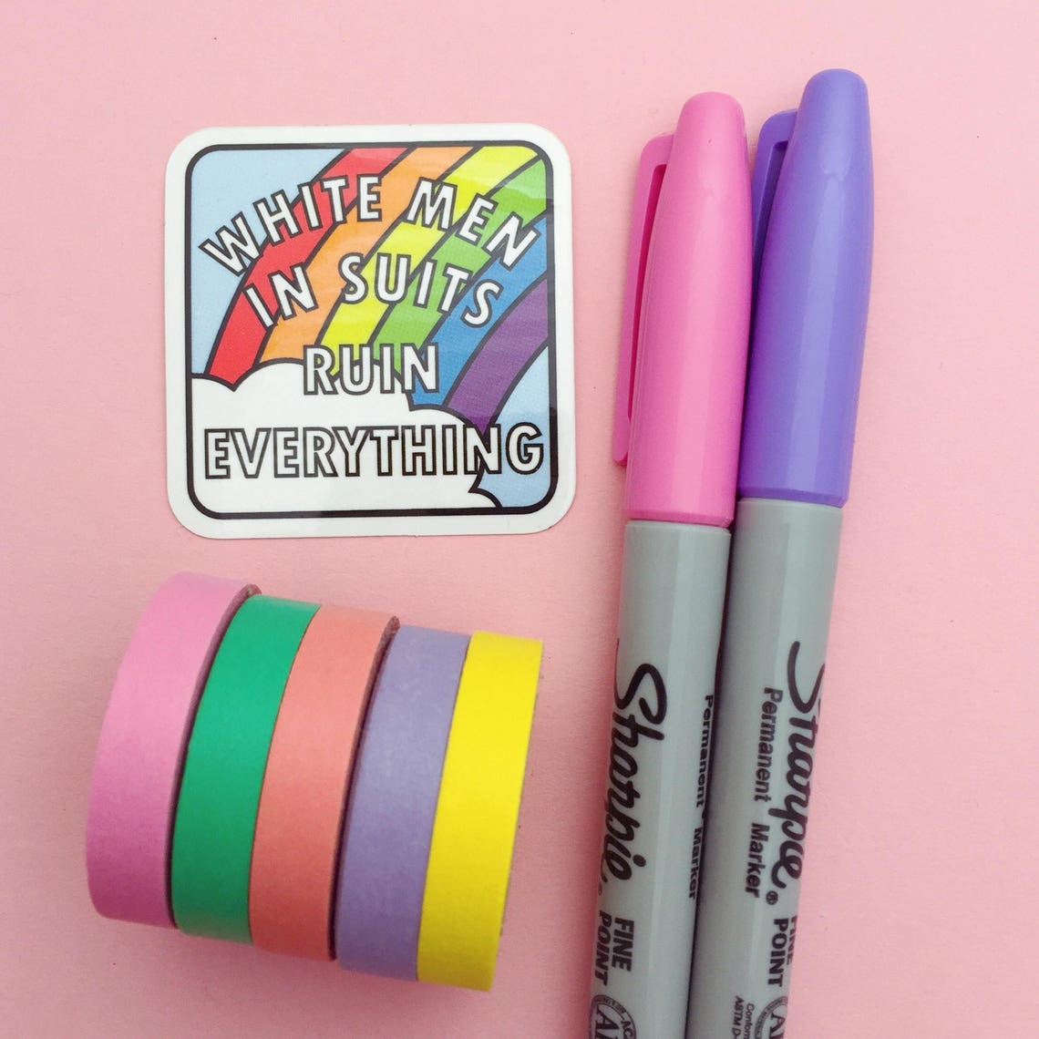 White Men in Suits Ruin Everything Rainbow Vinyl Sticker - Feminist ...