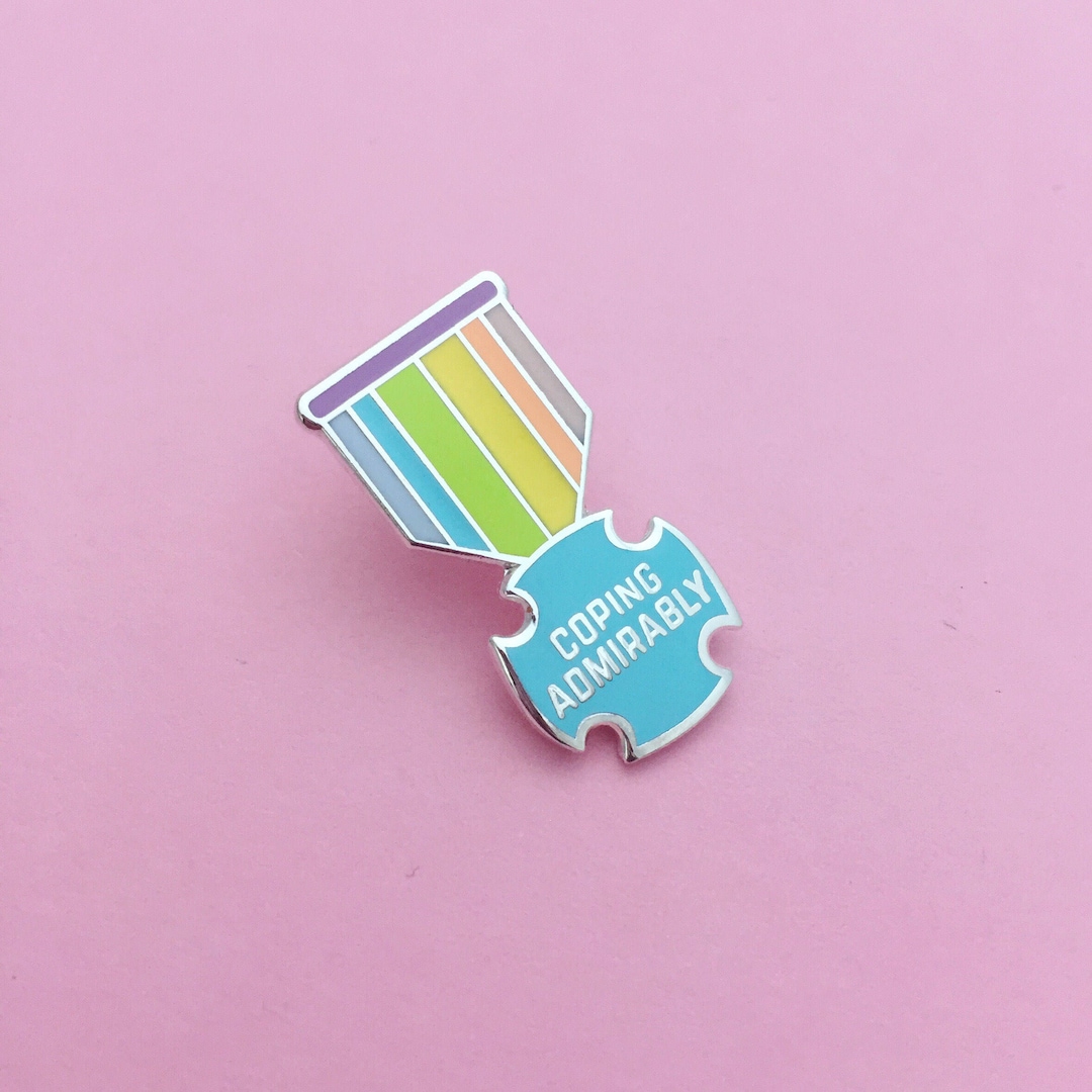 Coping Admirably Medal Enamel Pin Badge - Adult Achievement ...