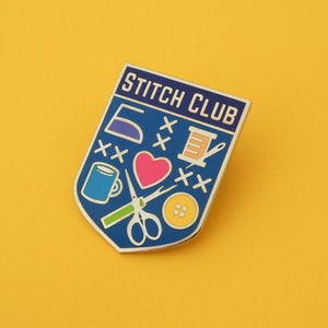 Bright Stitch Club Pin Badge - Sewing Enamel Pin - Lapel Badge - Craft ...
