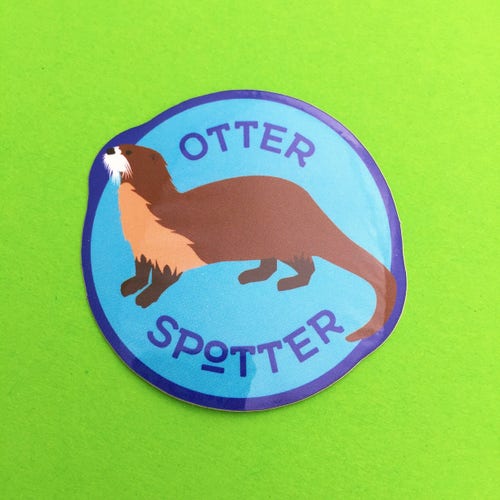 Otter Spotter Vinyl Sticker Cute Otter Sticker - Etsy