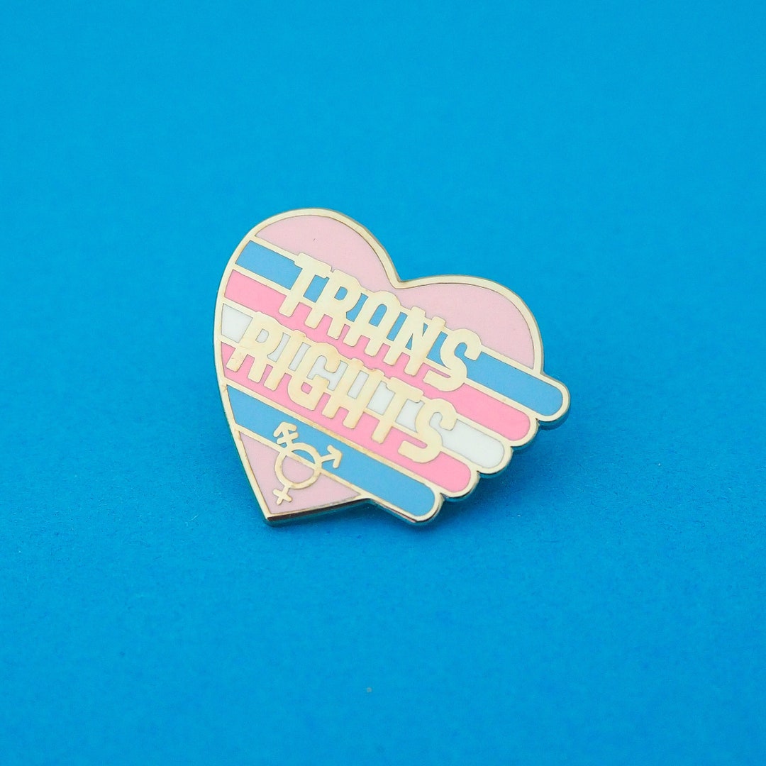 Trans Rights Enamel Pin - Equal Rights Badge - Trans Flag - Etsy