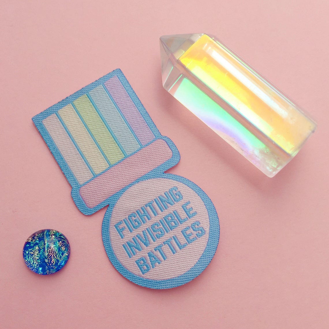 Fighting Invisible Battles Iron on Patch – Woven Pastel Rainbow - Etsy