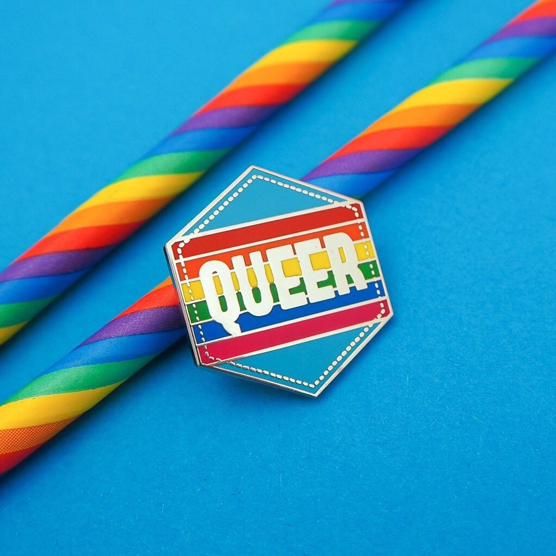 Queer Rainbow Enamel Pin LGBTQ Pin Queer Pin Pride Hard - Etsy