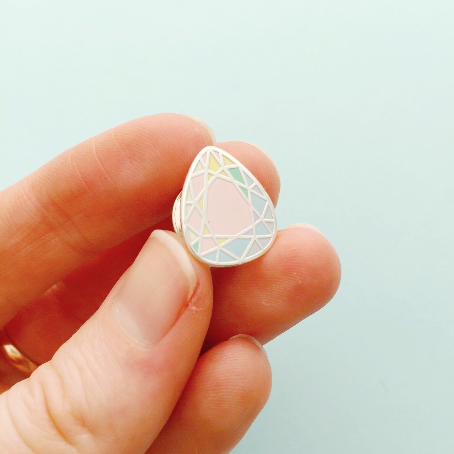 Rainbow Pastel Gem Stone Enamel Pin | Etsy