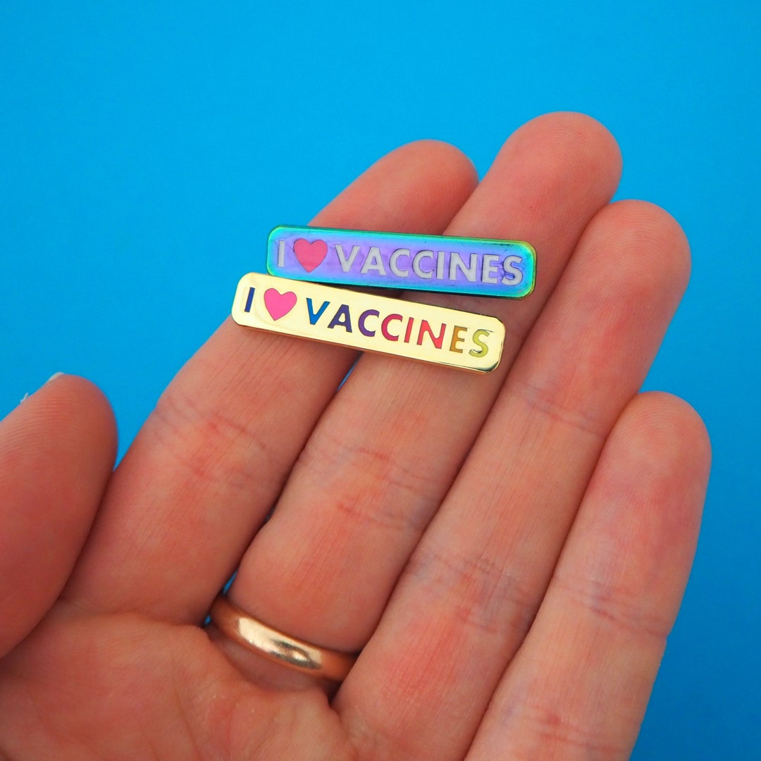 I Love Vaccines Enamel Pin – Gold or Rainbow Plated, Healthcare Lapel ...