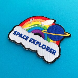 Space Explorer Rainbow Rocket Iron on Embroidered Patch - Etsy