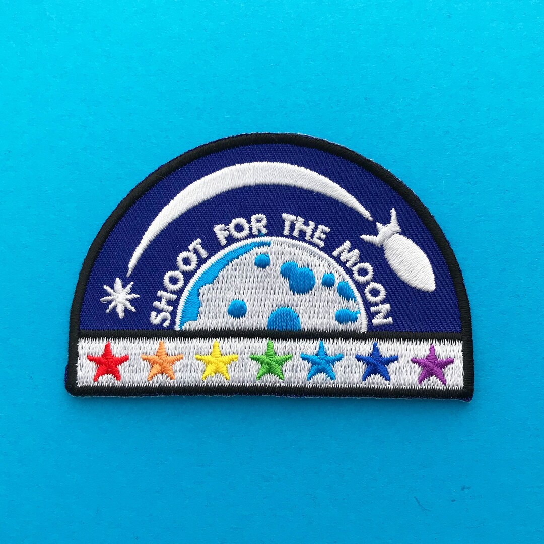 Shoot for the Moon Rainbow Rocket Iron on Embroidered Patch - Etsy