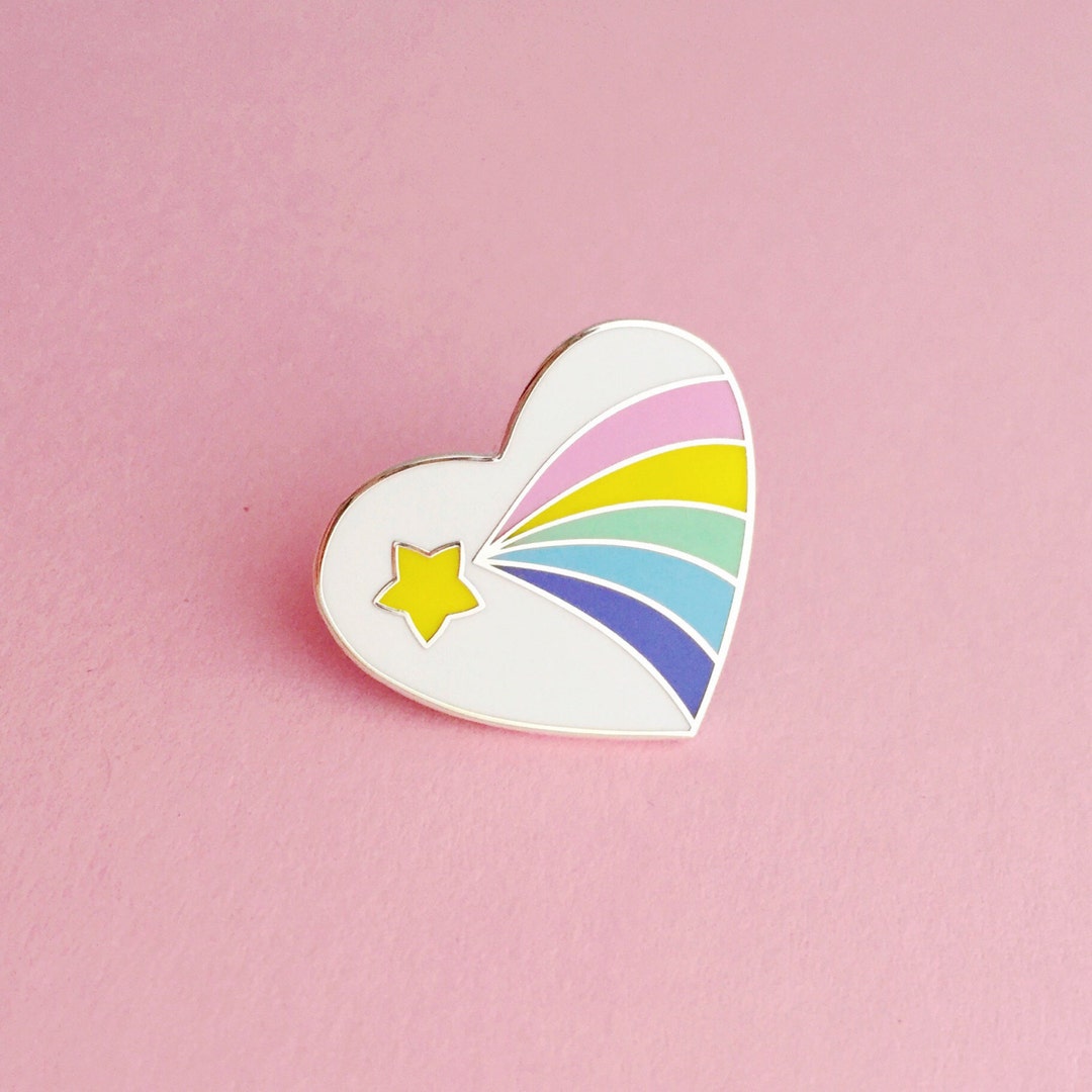 Pastel Rainbow Heart Enamel Pin Badge - Vintage Eraser Style Lapel Pin ...