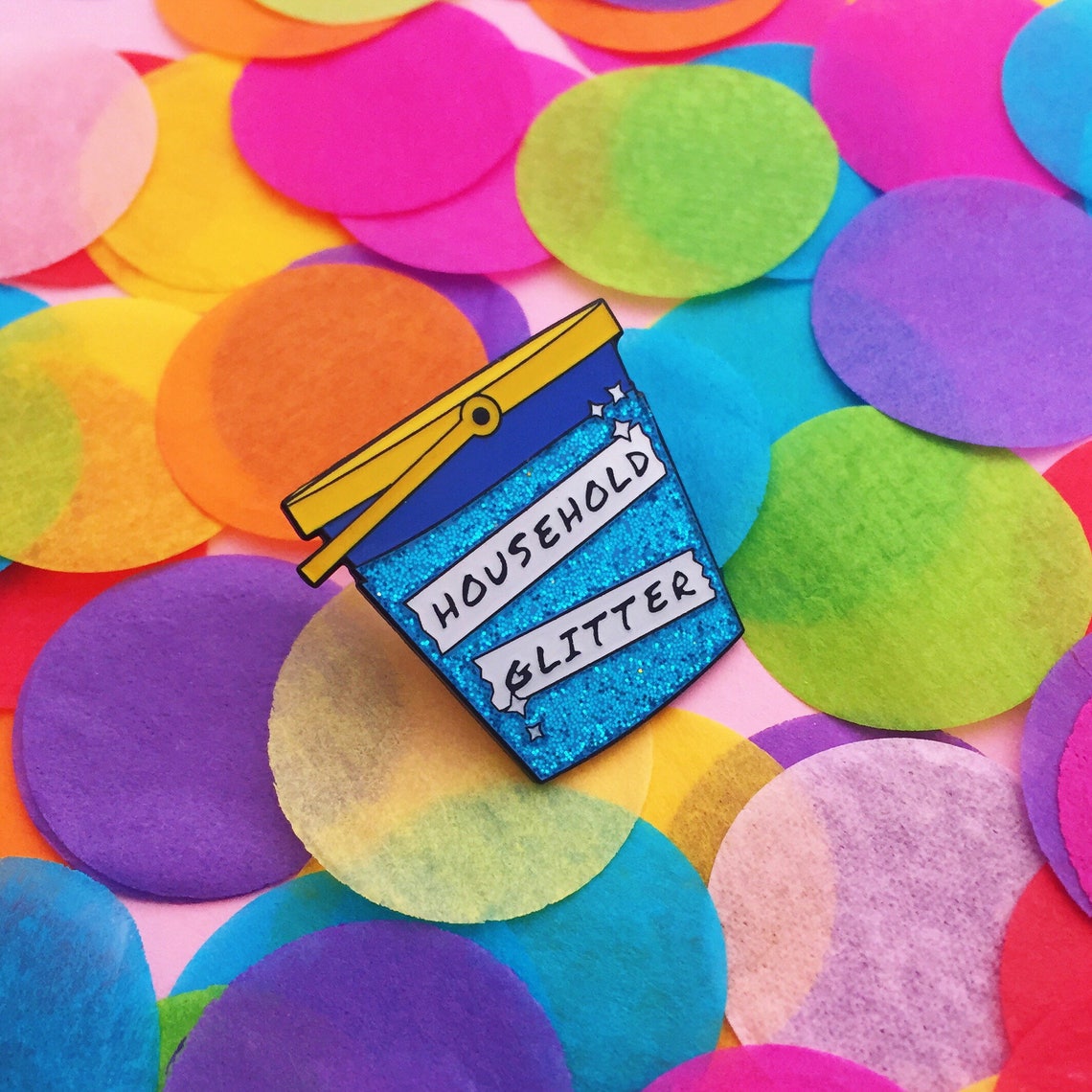 Household Glitter Bucket Enamel Pin Positivity Crafting | Etsy