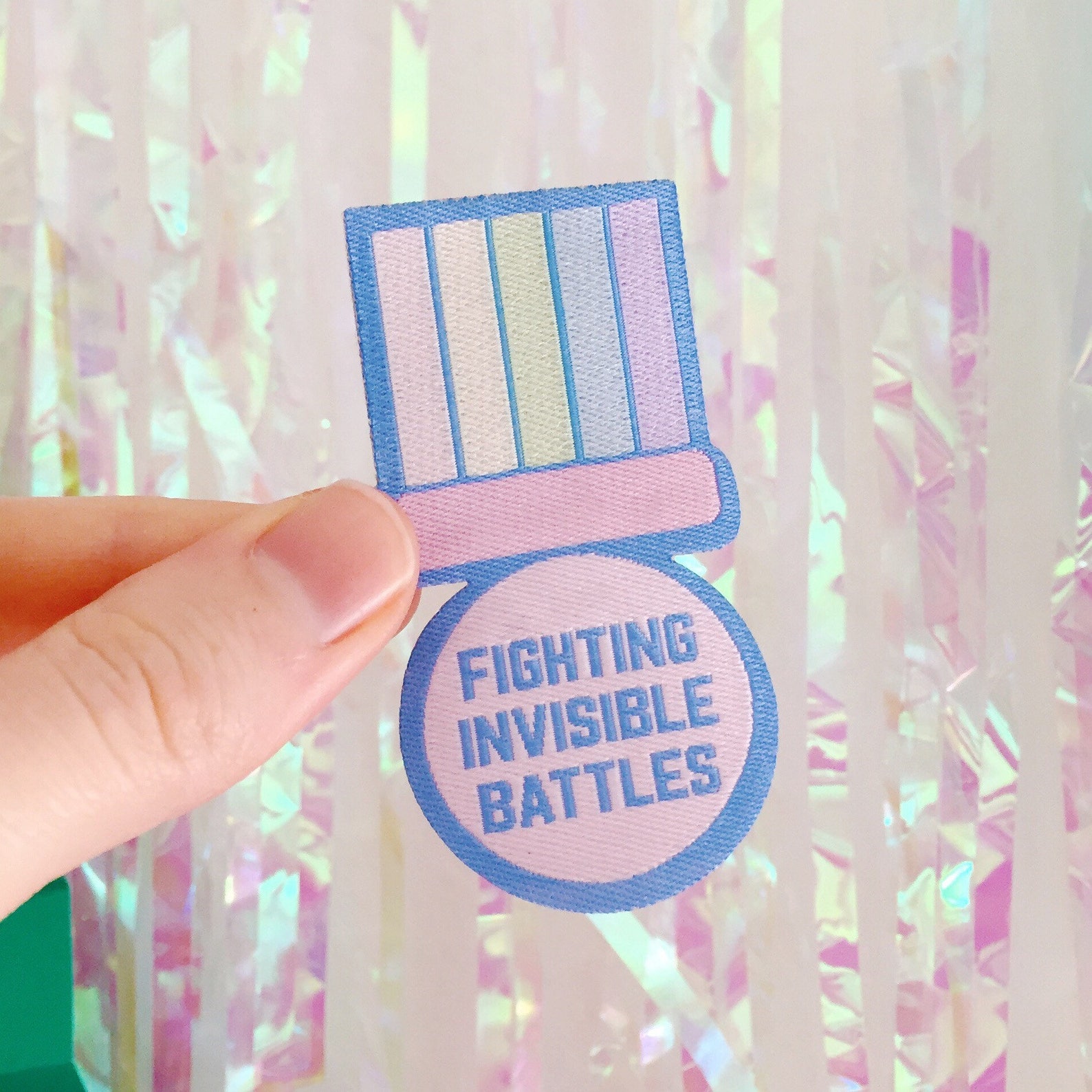 Fighting Invisible Battles Iron on Patch – Woven Pastel Rainbow - Etsy
