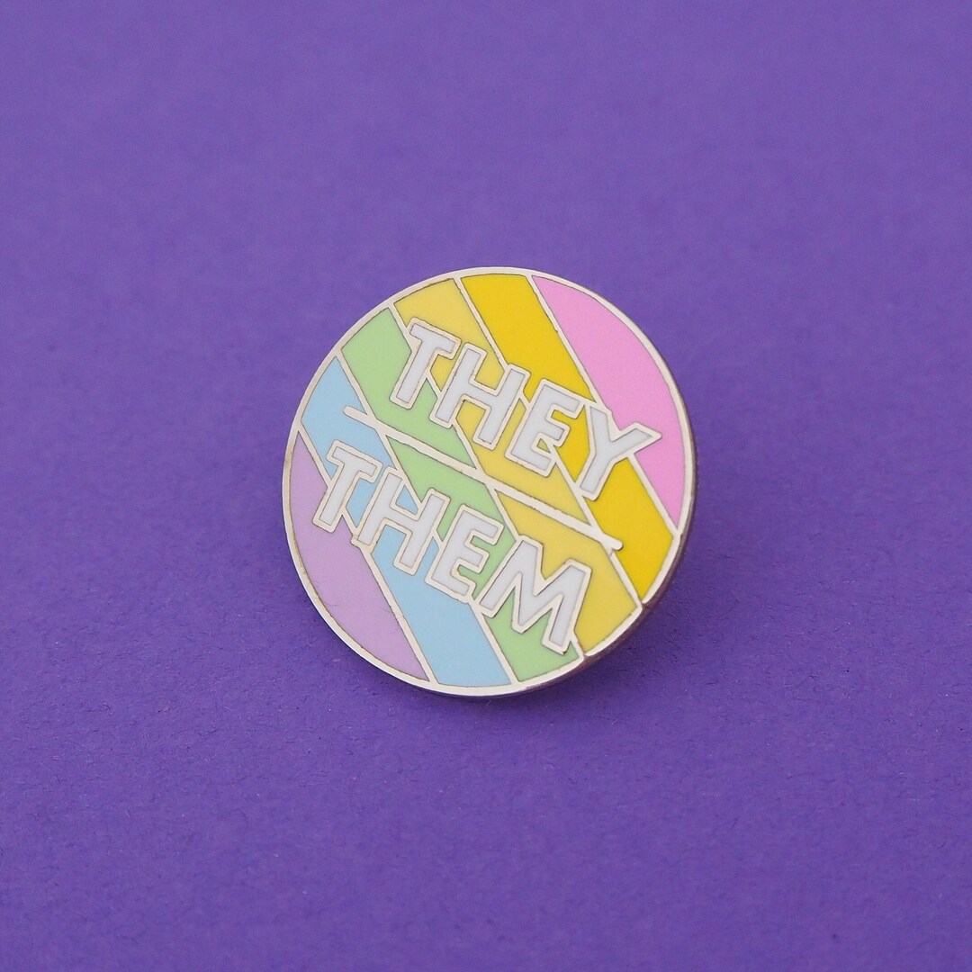 Pronoun Enamel Pin - They/them - Rainbow Pin - Etsy
