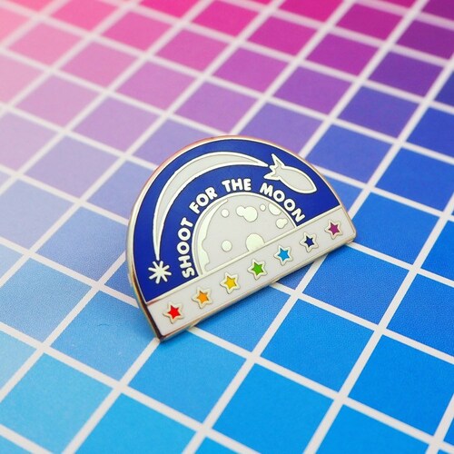 Rocket Planet Rainbow Rocket Enamel Pin | Etsy