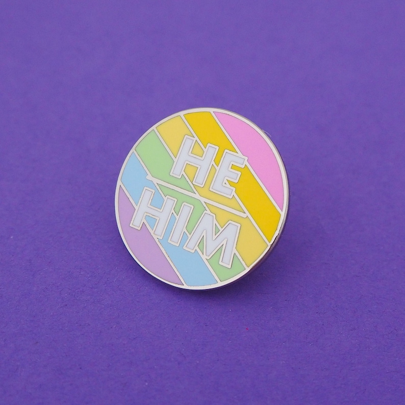 Pronoun Enamel Pin He/him Rainbow Pin - Etsy