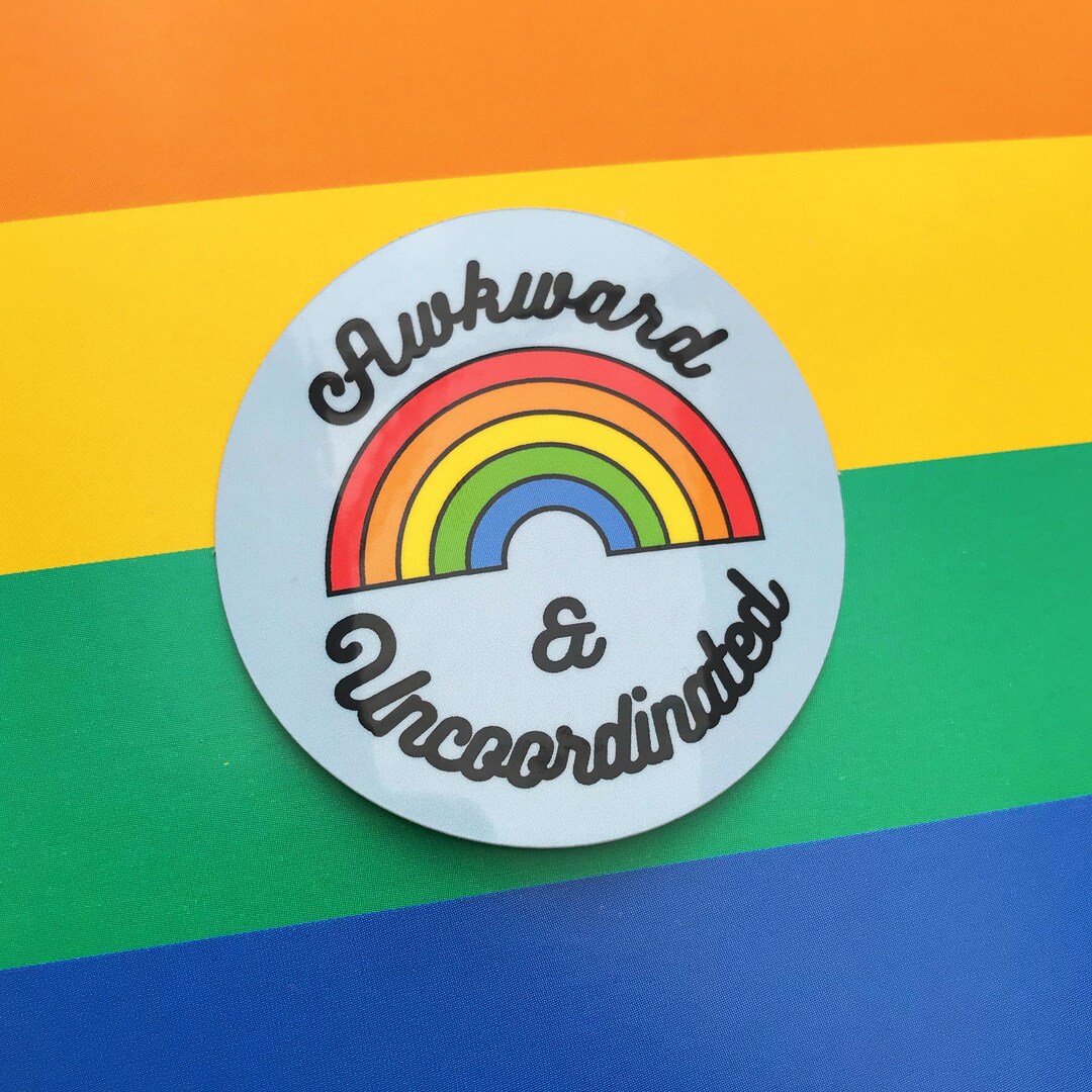 Awkward & Uncoordinated Vinyl Sticker - Rainbow Sticker - Coated Vinyl ...