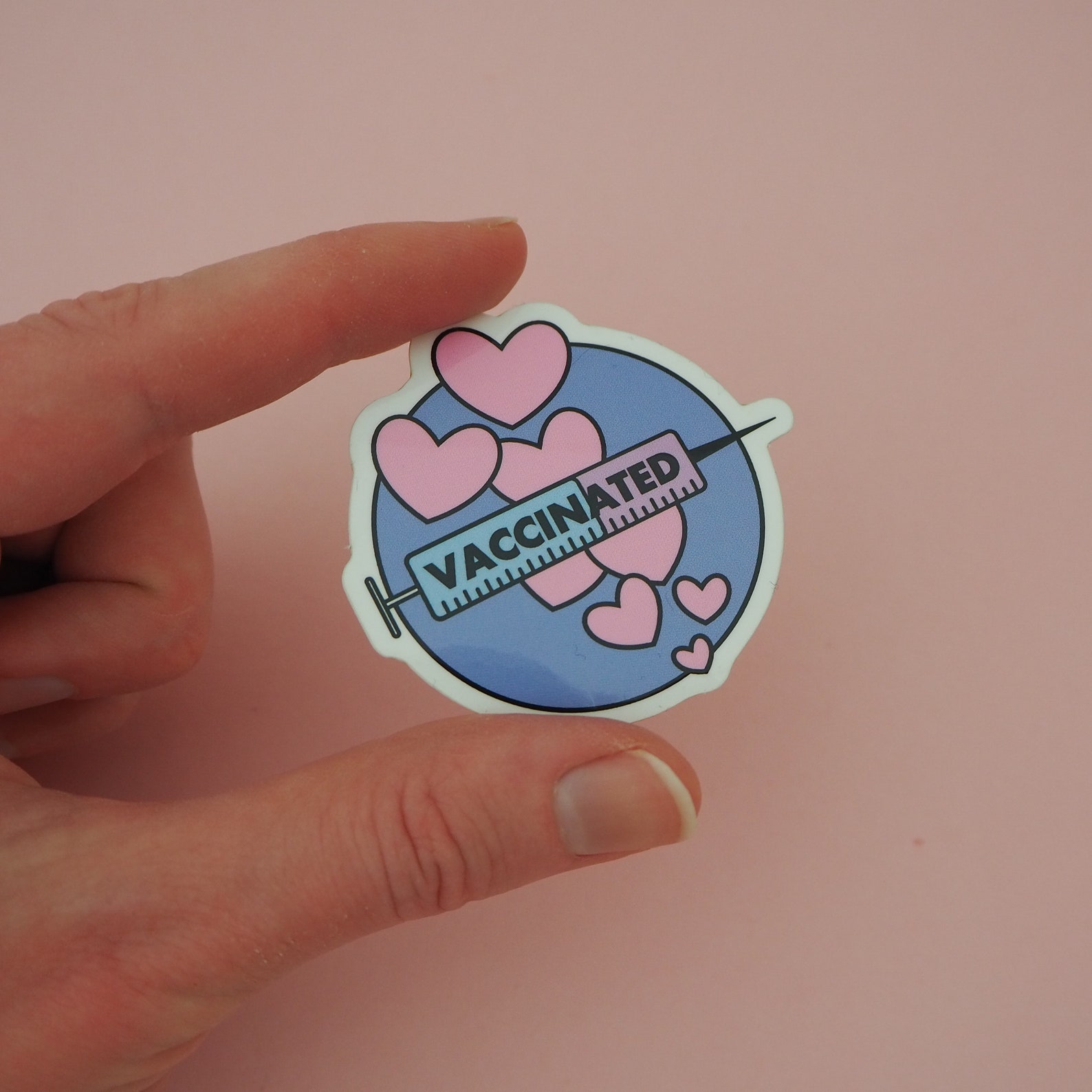 Vaccinated Circle Vinyl Sticker Health Care Sticker | Etsy