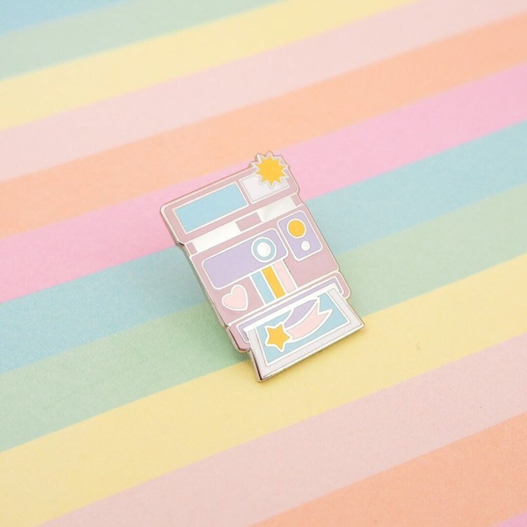 Pastel Camera Enamel Pin - Instant Camera Pin Badge - Cute Camera Lapel ...