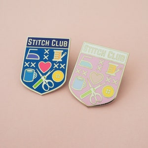 Bright Stitch Club Pin Badge - Sewing Enamel Pin - Lapel Badge - Craft ...