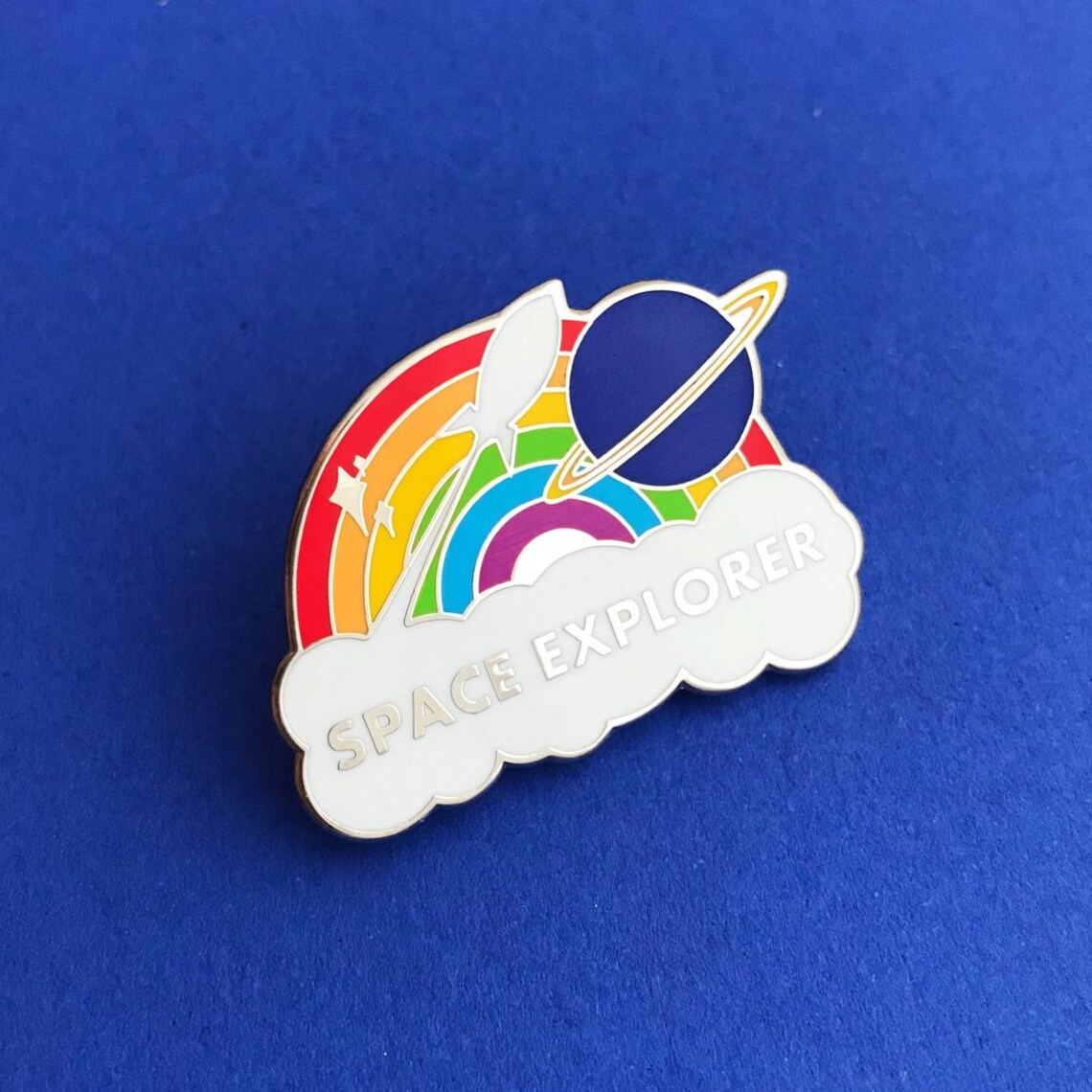 Space Explorer Rainbow Rocket Enamel Pin - Etsy